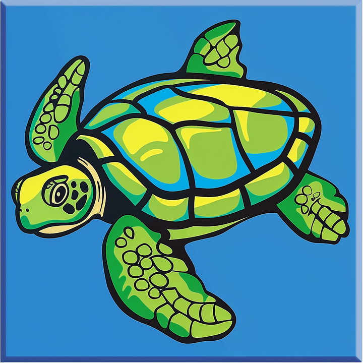 Papa Green Sea Turtle Easy Paint by Numbers Kit – Paint Plot